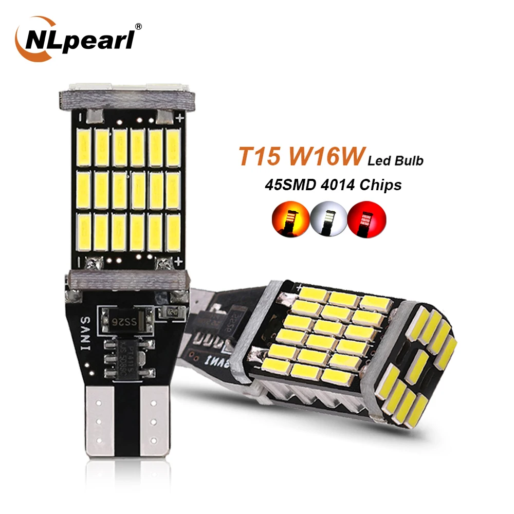 NLpearl 2x Signal Lamp W16W T15 LED Bulbs Super Bright 45SMD 4014 Chips ...