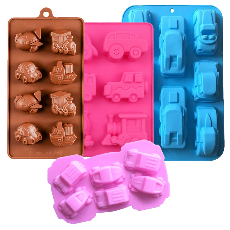 3D Car Silicone Mold Vehicle Soap Chocolate Candy Mould Cartoon Train ...