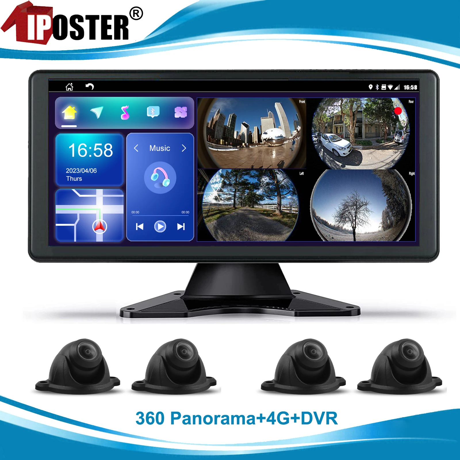 iPoster-10-36-Touch-Screen-Monitor-DVR-360-Panorama-4G-Android-GPS-Navi ...