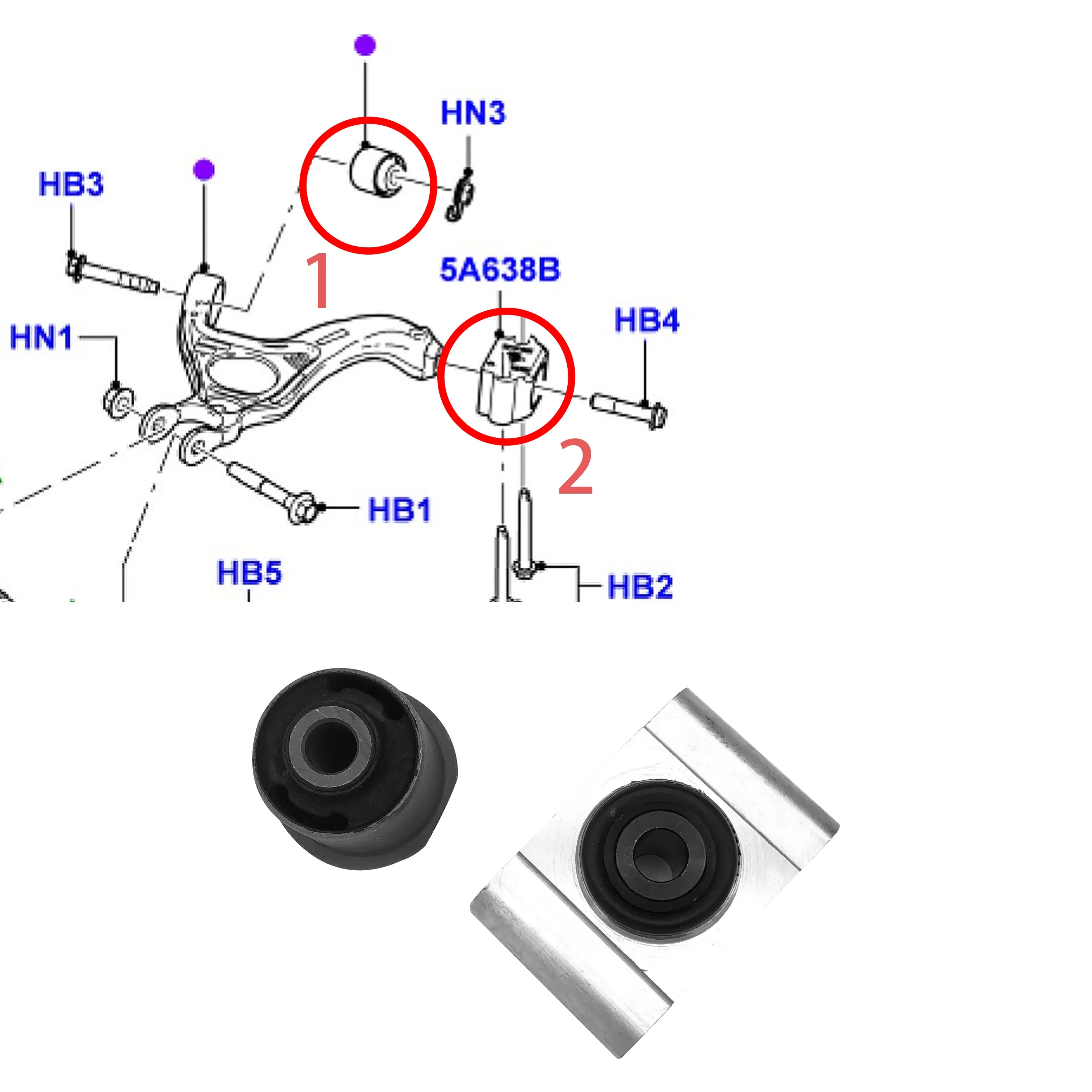 Front-Upper-Left-Right-Control-Arm-Balljoint-rubber-bushing-For-Ford ...