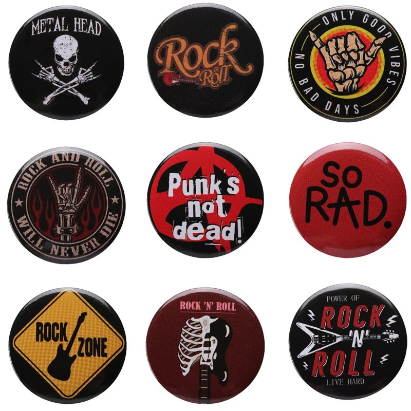 Rock-Roll-Pin-de-bot-n-suave-de-hojalata-insignia-de-guitarra-ropa ...