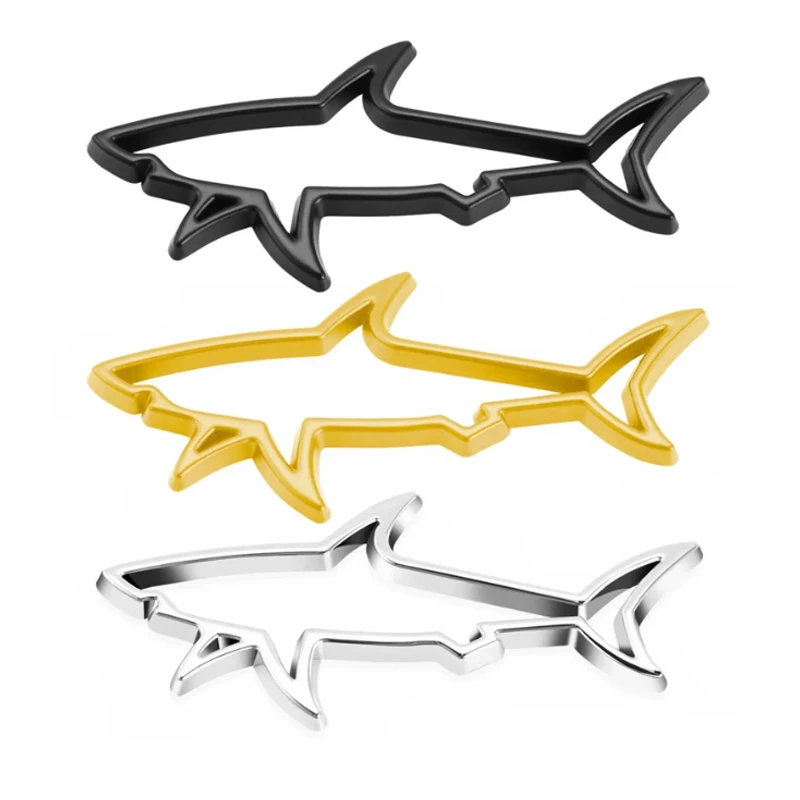 3D Metal Car Styling Sticker Hollow Fish Shark Emblem Badge Decals ...