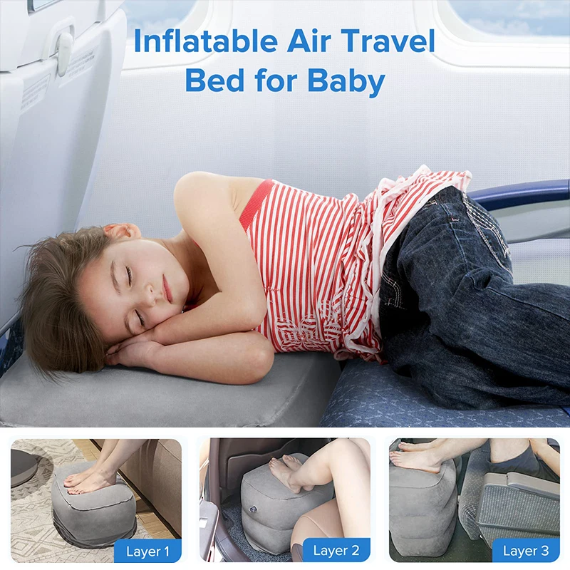 PVC Inflatable Travel Pillow Foot Rest Pillow Kids Flight Sleeping ...