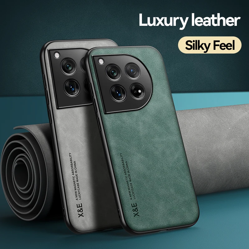 Luxury-Silky-Feel-Leather-Shell-For-OnePlus-12-Phone-Case-Built-in ...