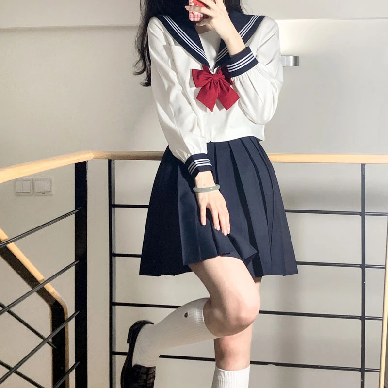 Traje japonês uniforme escolar Seifuku para mulheres, terno marinheiro branco marinho, meninas ...