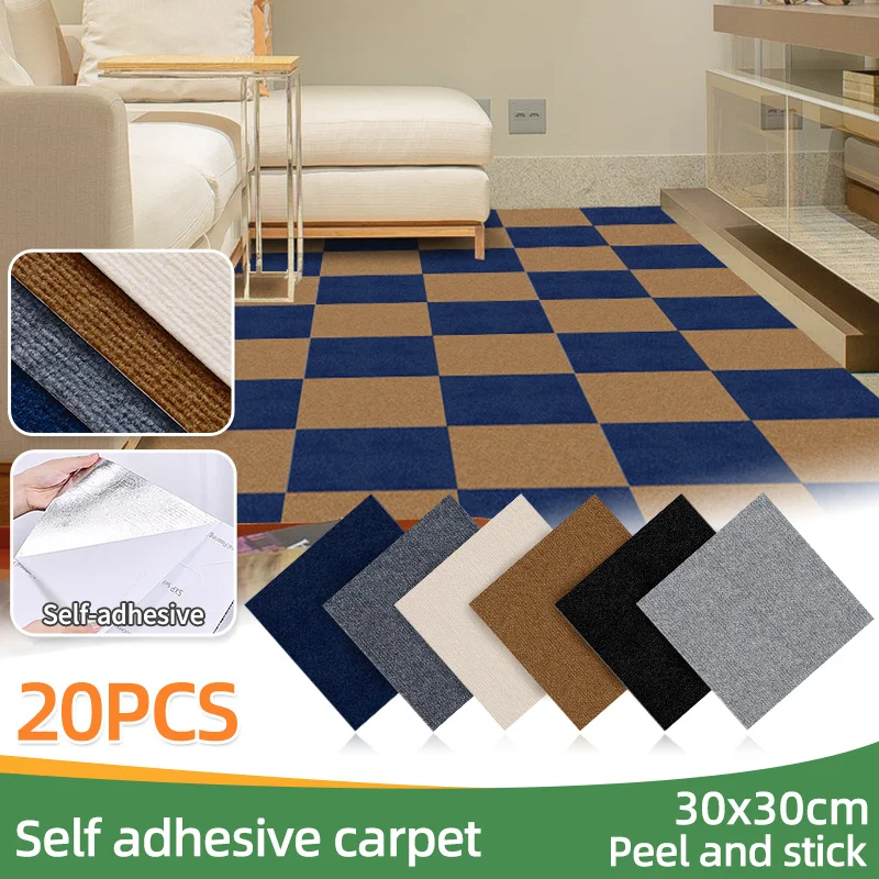 20pcs-Carpet-Floor-Tiles-Sticker-Adhesive-Stickers-Carpet-Peel-And ...