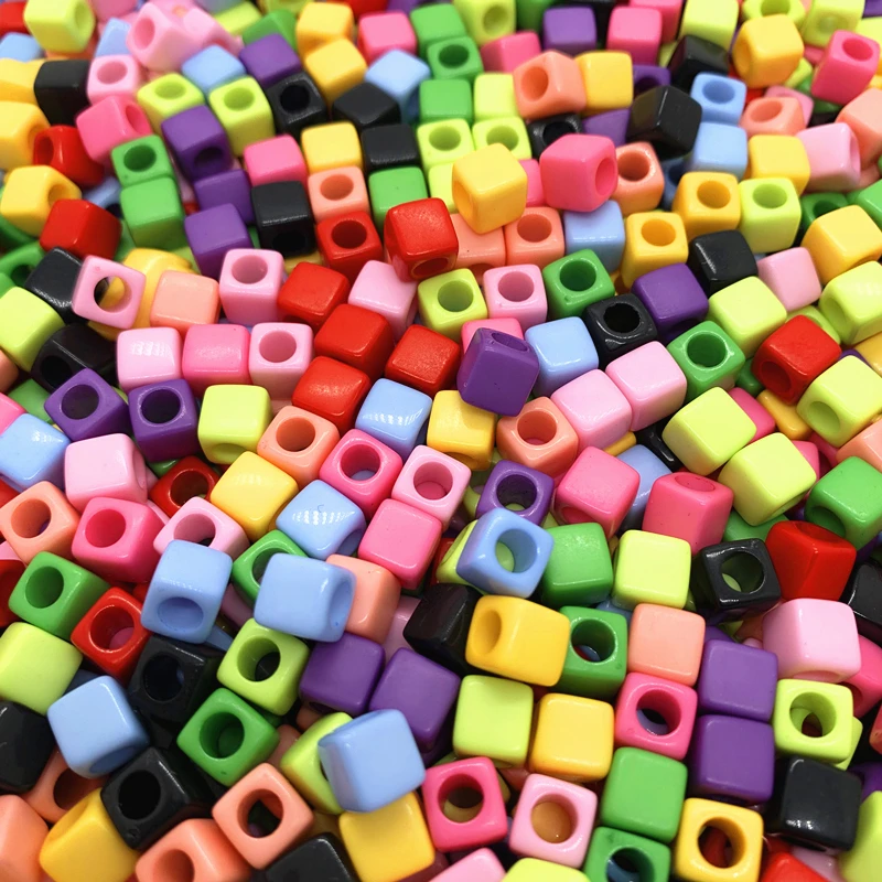 50pcs 6mm Acrylic Spaced Beads Square Shape Beads For Jewelry Making ...