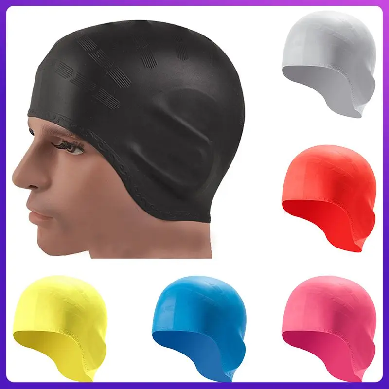 Unisex-Silicone-Waterproof-Ear-Protection-Swimming-Cap-Adult-Men-Women ...