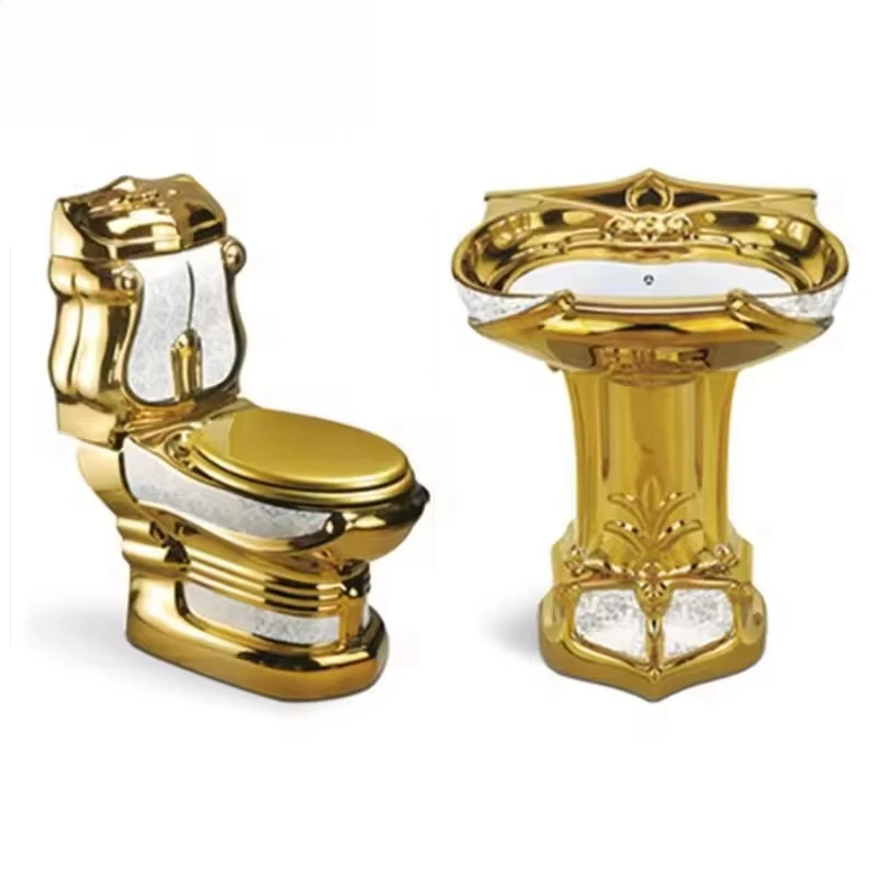 Hot Sell Restaurant Luxury Gold Plated Toilet Bowl Bathroom Sink ...