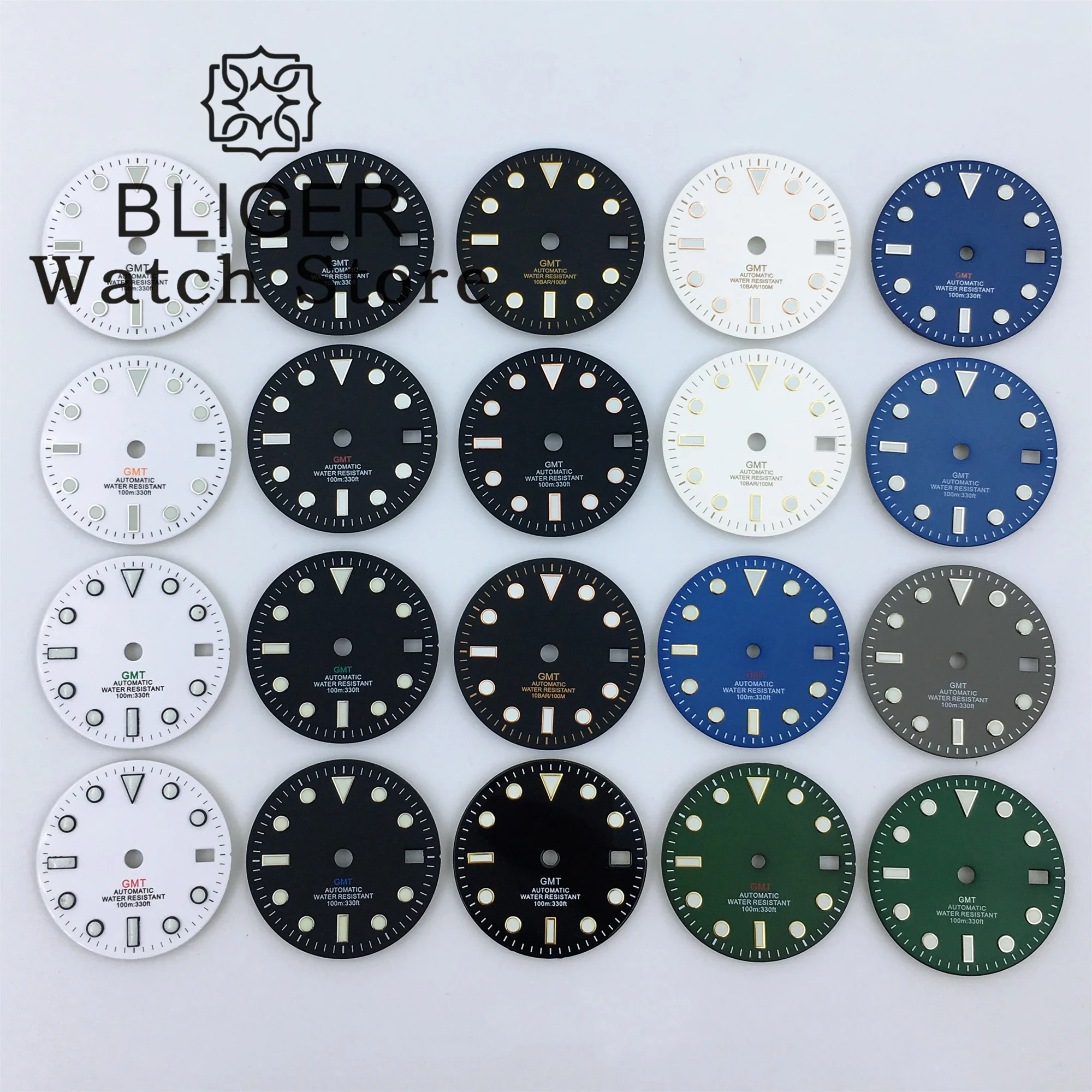 BLIGER-29mm-NH34-NH35-Watch-Dial-Black-White-blue-Dial-Green-Blue-Red ...