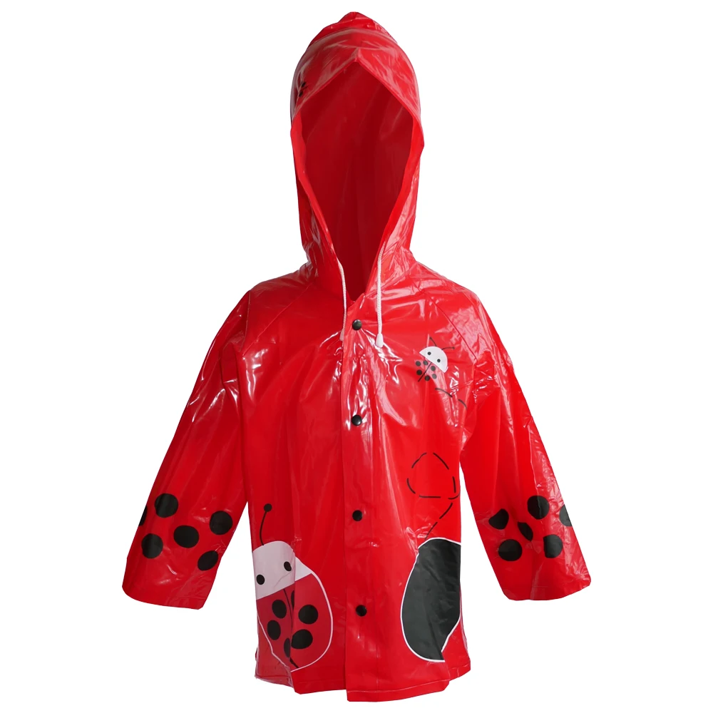 Kids-Raincoat-ladybug-shiny-PVC-material-waterproof-lightweight-hooded ...