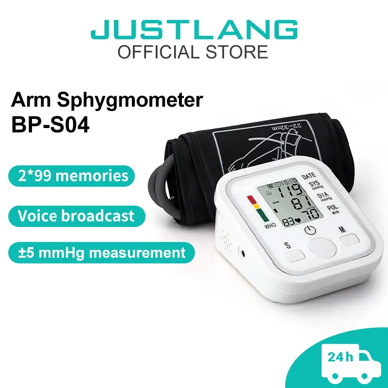 JUSTLANG-Medical-Monitor-de-Press-o-Arterial-Digital-Arm-Tonometer-Heart-Rate-Sphygmomanometer ...