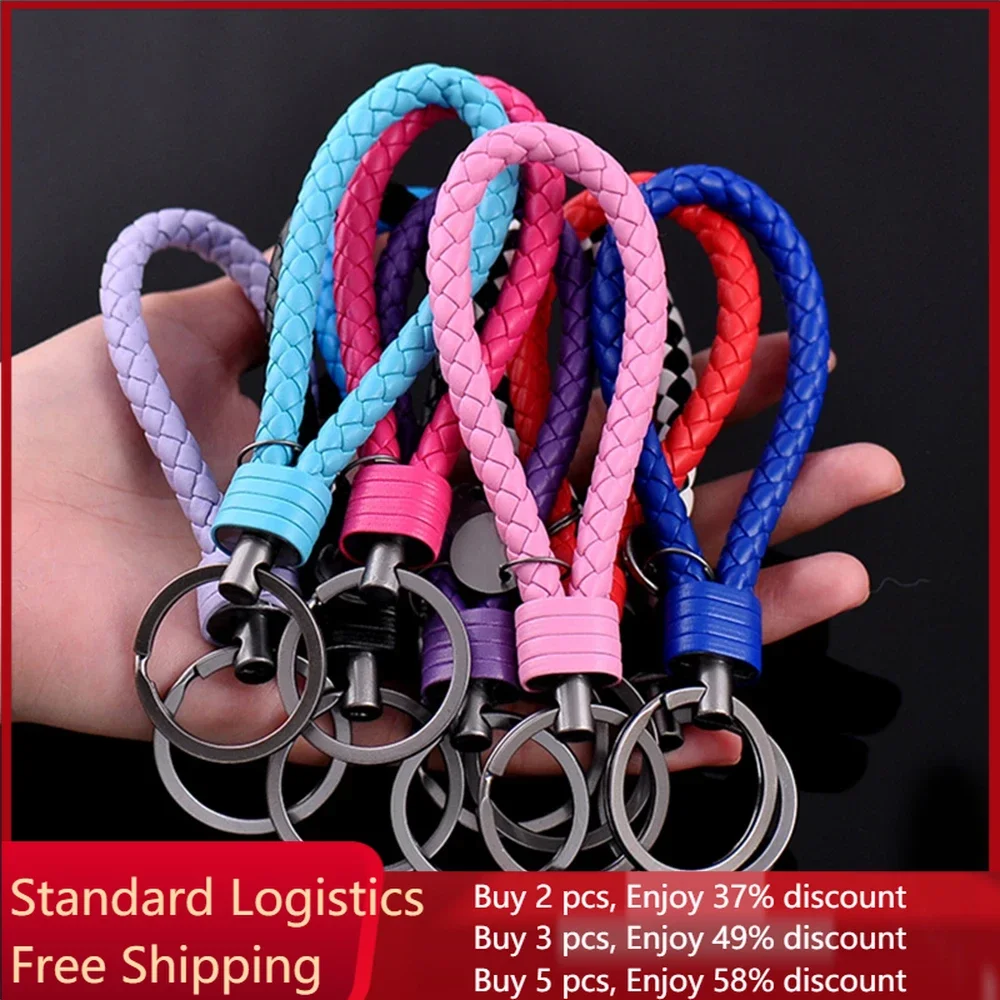 1Pc-Multicolor-Handmade-Braided-Leather-Cord-Keychain-Fashion-Couple ...