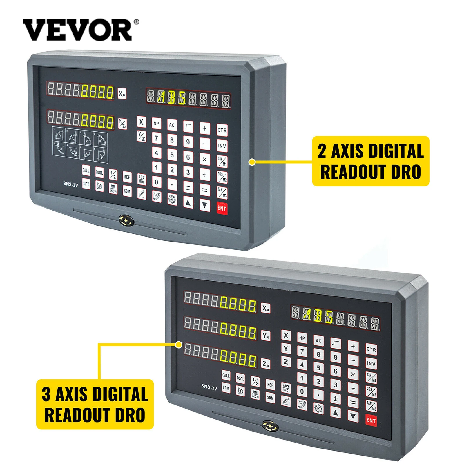Vevor 2 Axis 3 Axis Dro Digital Readout Display For Cnc Milling Lathe ...