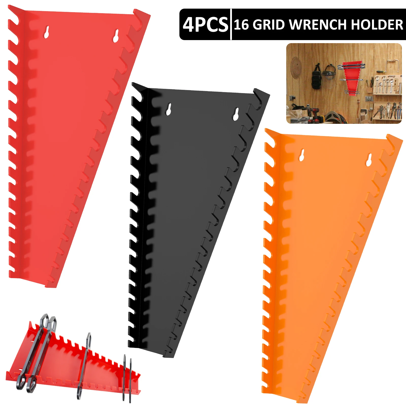 4Pcs-Wrench-Holder-Magnetic-Metric-SAE-Wrench-Storage-Tray-Holder-Total ...