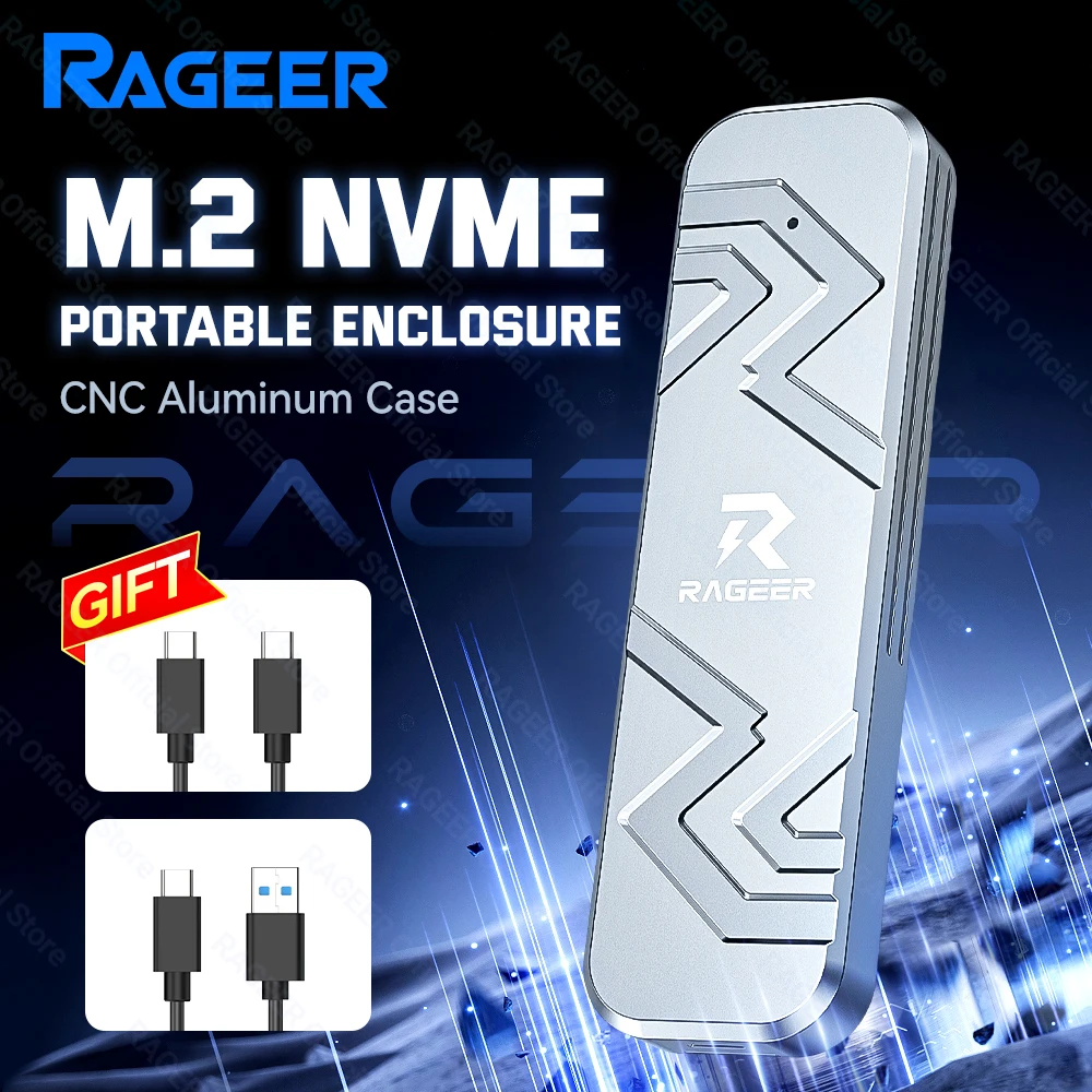 RAGEER M2 SSD Case M.2 NVMe SSD Enclosure Adapter 10Gbps USB 3.2 Gen2 ...