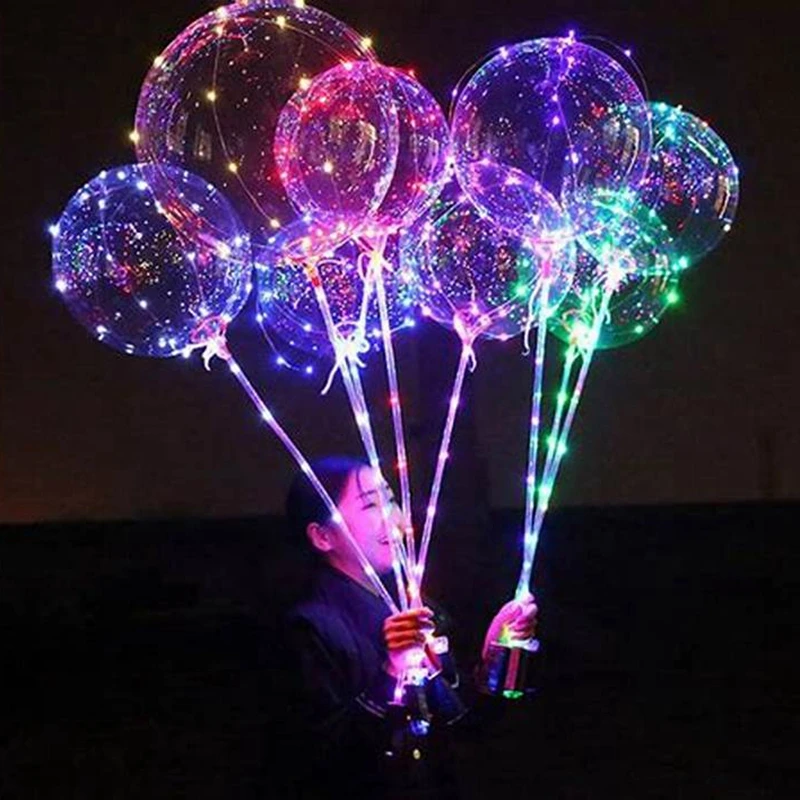 10 Sets LED Glowing Transparent Balloons Clear Heart/Star Shape Balloon ...