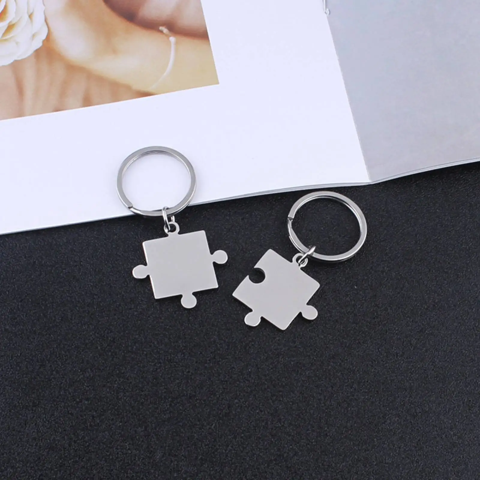 Jigsaw Puzzle Keychain for Couple Lovers Women Kids Stainless Steel ...