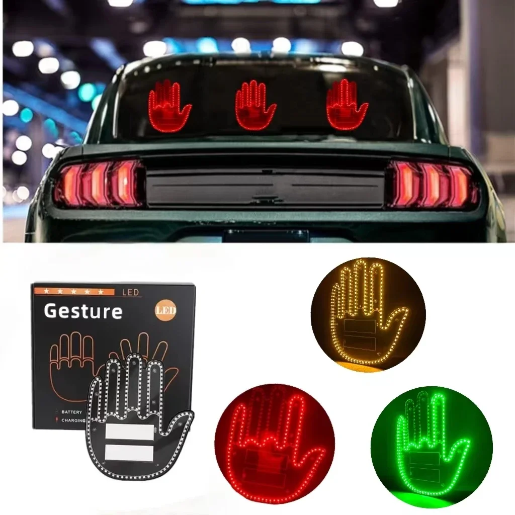 Middle-Finger-Lights-Car-LED-Gesture-Light-Wacky-Funny-3-Mode-Hand ...