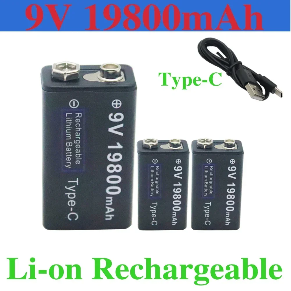 100-New-9V-USB-Rechargeable-Li-Ion-Battery-9V-19800mAh-is-Suitable-For ...