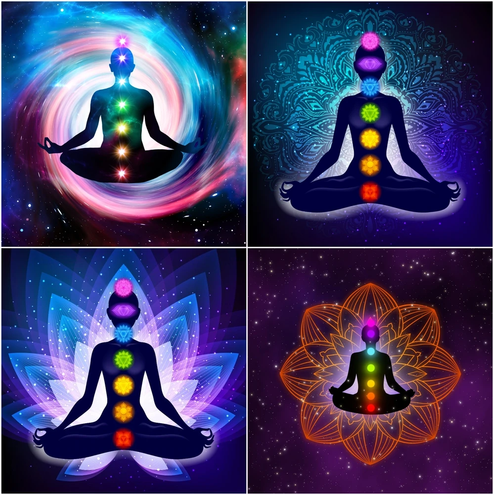 5D Diamond Painting Indian Buddha Meditation 7 Chakra Yoga Mosaic Full ...