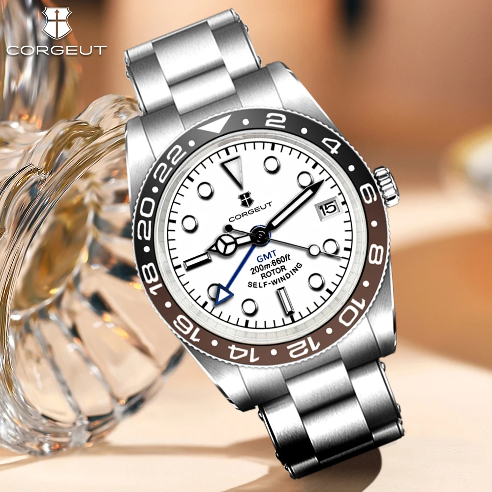 CORGEUT 2023 New GMT NH34 Business Mens Watches Automatic Mechanical ...