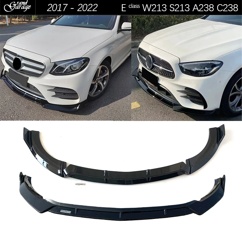 Black Front Bumper Lip Chin Spoiler Pp Plastic For Mercedes E Class W213 S213 A238 C238 Amg Line ...