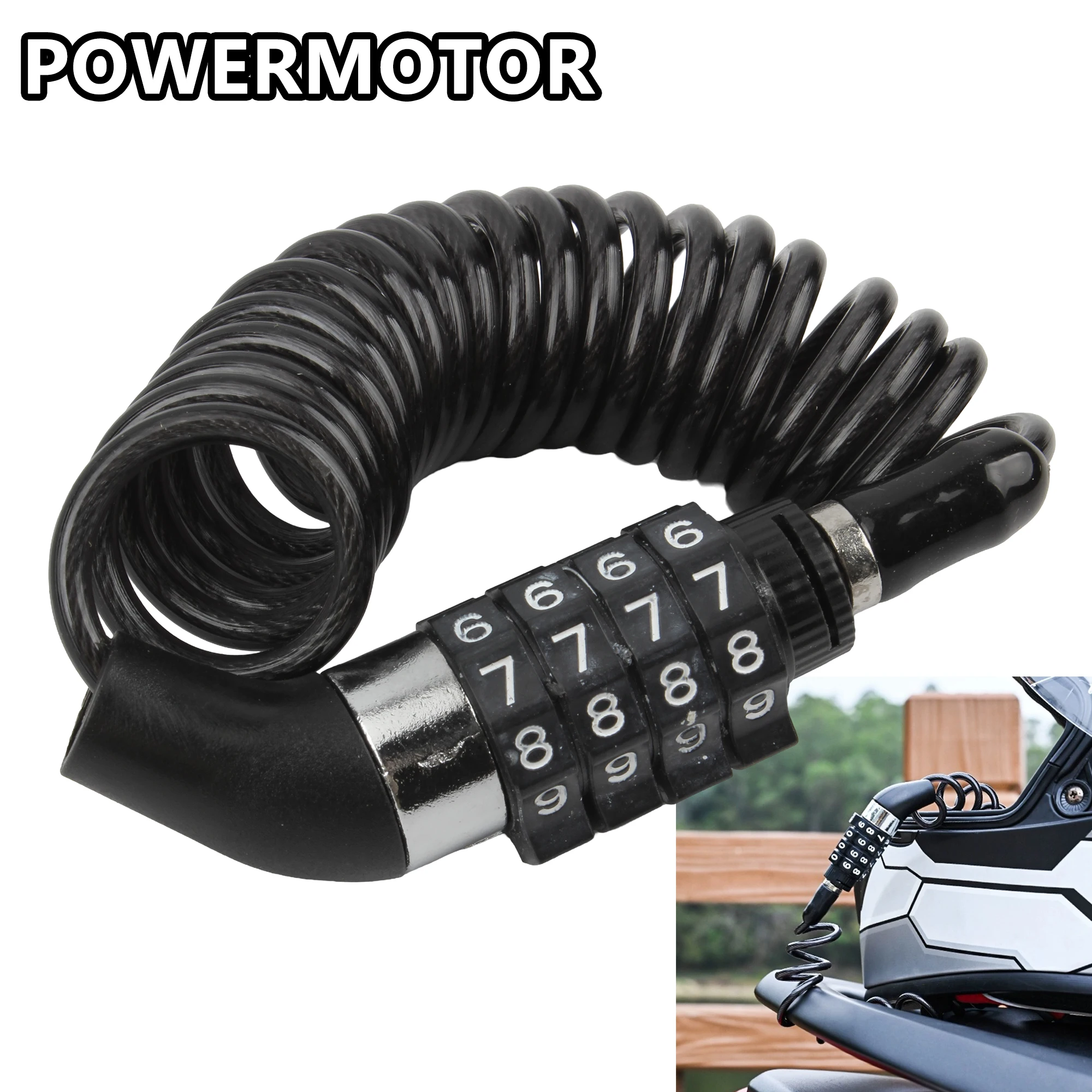 Motorcycle-Helmet-Lock-Chain-4-Digit-Password-Combination-Portable-Bike ...