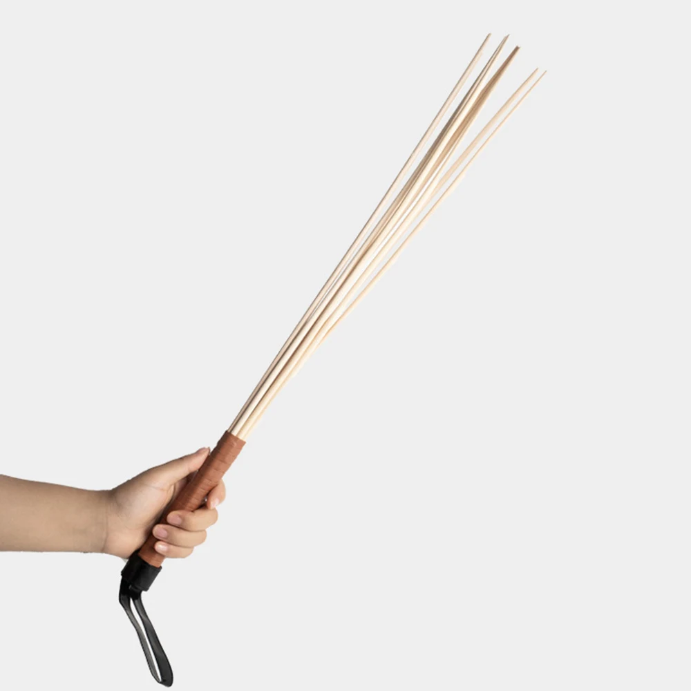 60CM-Natural-Rattan-Whip-Paddle-Riding-Crop-Flogger-Spikes-PU-Leather ...