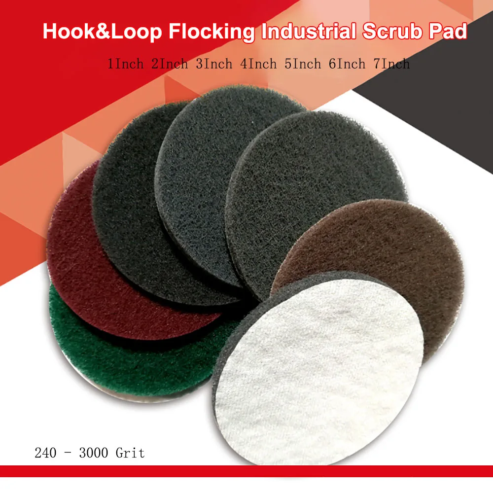 1-2-3-4-5-6-7-Scrub-Pad-Hook-Loop-Flocking-Industrial-Scouring-Pad ...