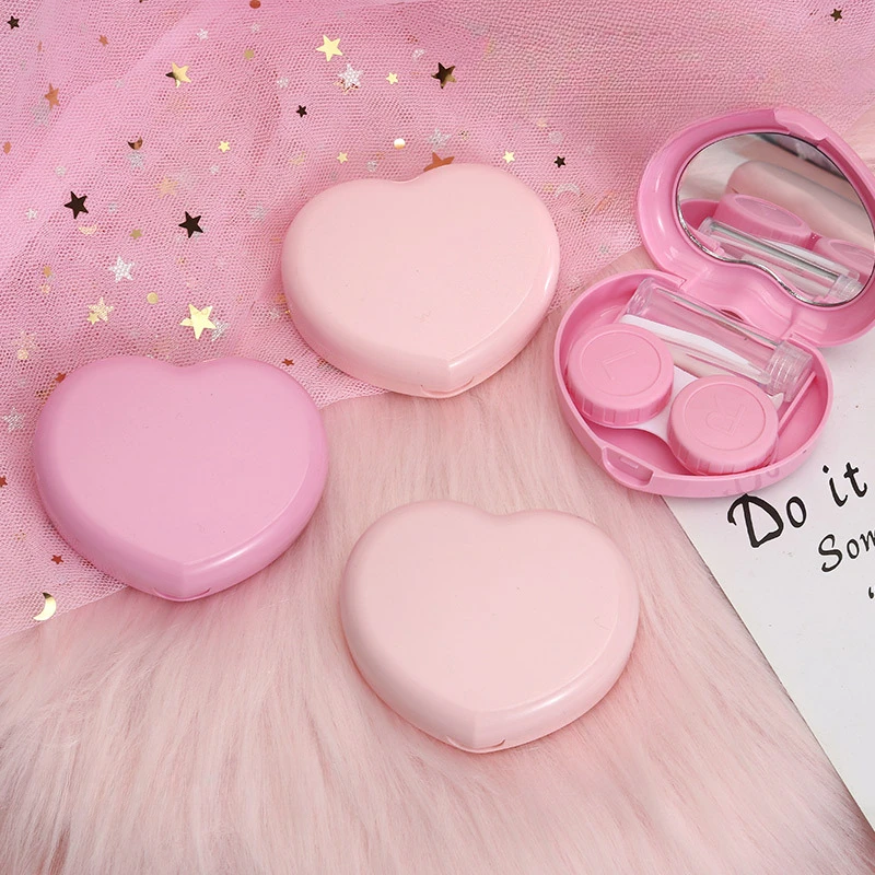 Girl-Pink-Contact-Lens-Case-Portable-Mirror-Companion-Box-Travel-Easy ...
