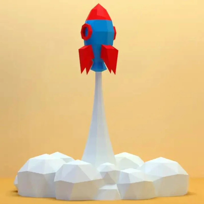 50cm Rocket Planet Theme 3D Paper Model Outer Space UFO Children's Room ...