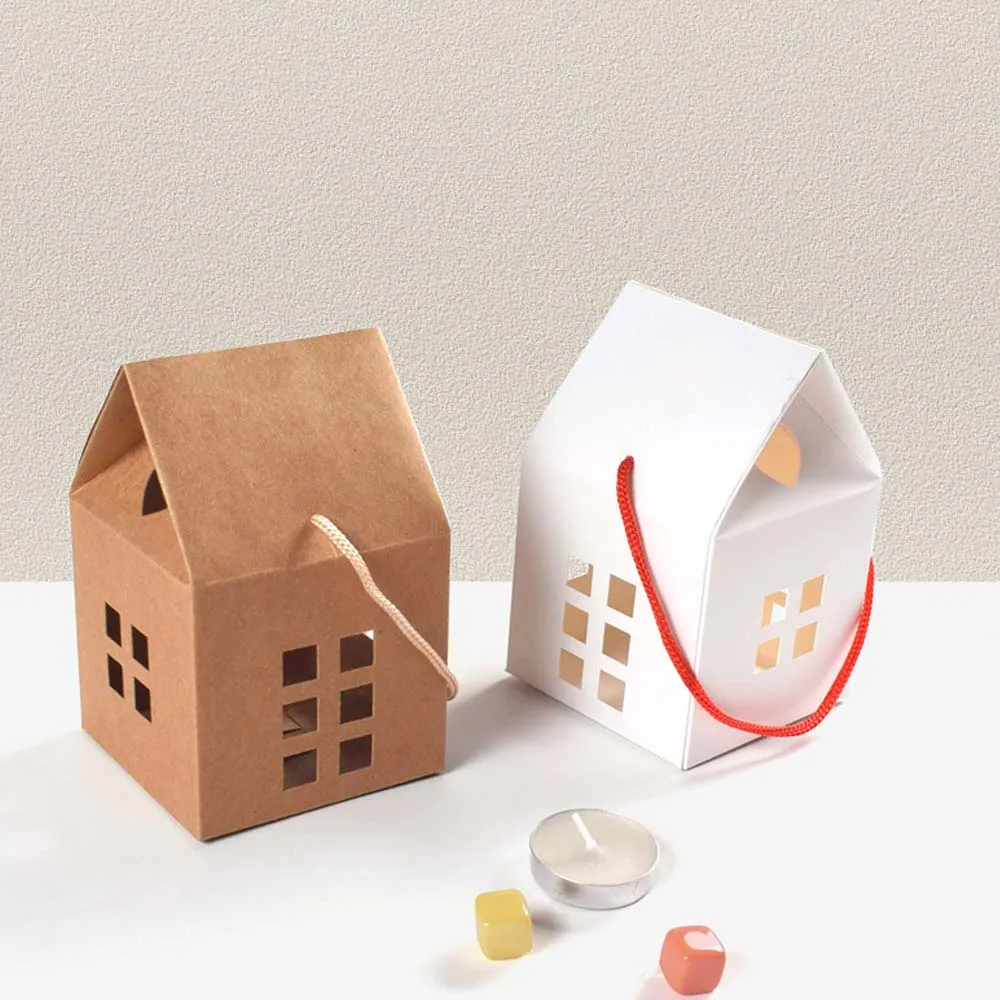 10Pcs-Kraft-Paper-House-Shaped-Gift-Boxes-Candy-Cases-Treat-Wrapping ...