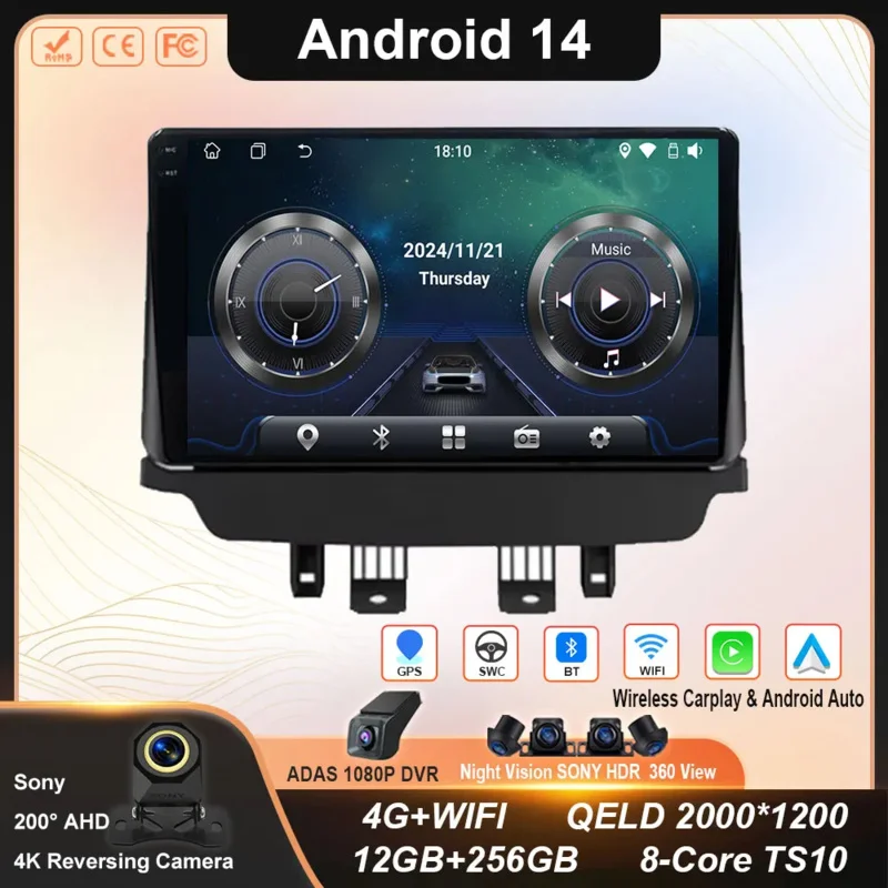 Android 14 Carplay Auto For Mazda CX-3 CX3 Mazda 2 DK 2014 - 2017 2018 ...