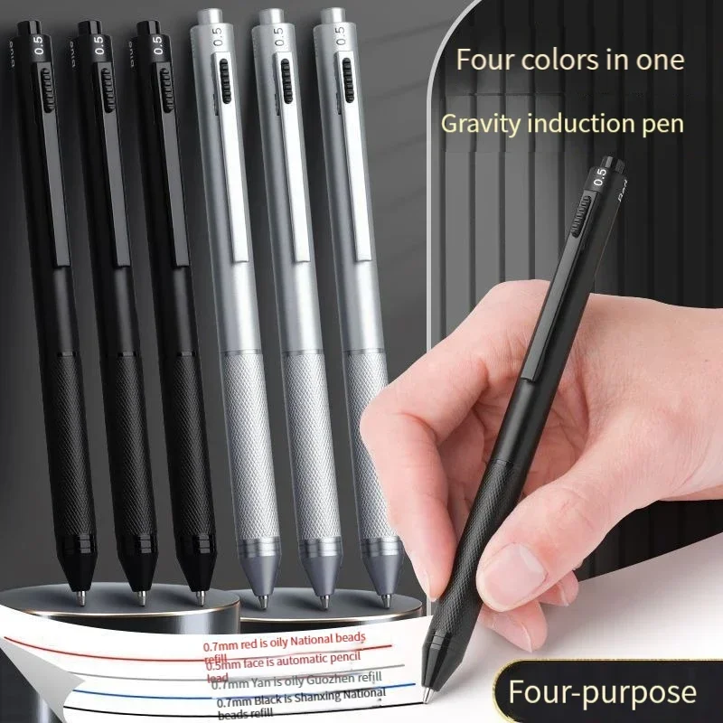 4 In 1 Multicolor Metal Pen with 3 Colors Ball Pen Refills and ...