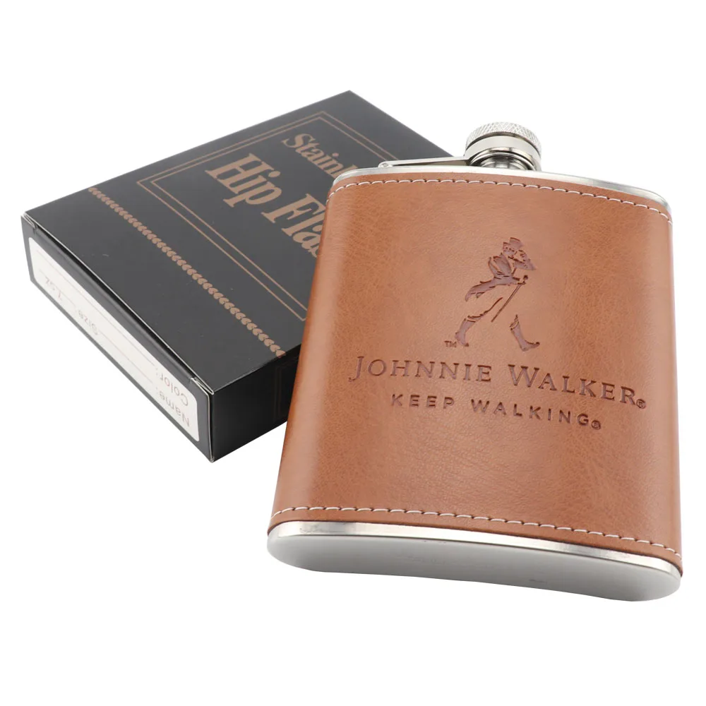 Mini-7oz-Pu-Leather-Wrap-Whisky-Flagon-Stainless-Steel-Hip-Flask ...