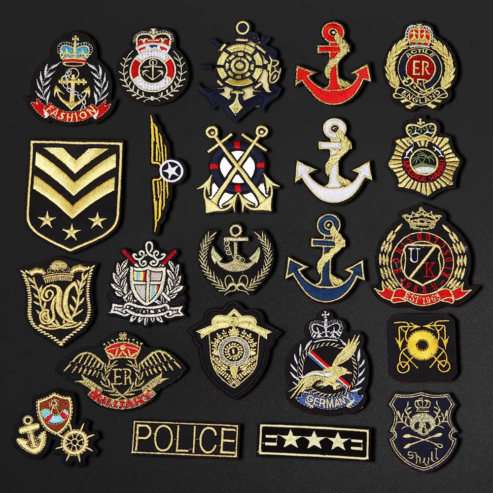 2024-New-Gold-Embroidered-Ship-Anchor-Military-Patches-wholesale-Iron ...