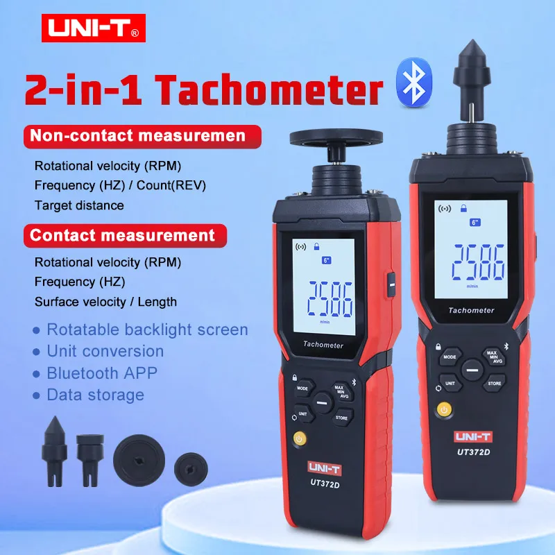 UNI-T Digital Handheld RPM Tachometer Frequency Count Length Rotatable ...