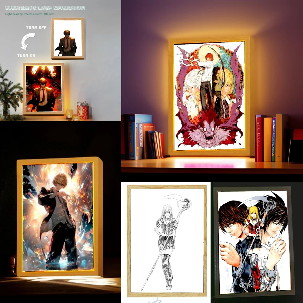 Anime-Figure-Death-Note-Light-Painting-Photo-Frame-Night-Light-L-Killer ...