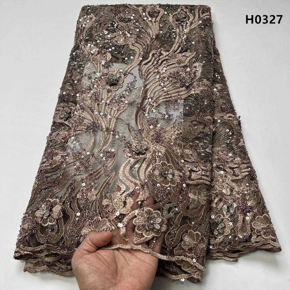 High Quality African Damask Fabric 5 Yards French Lace Embroidery 2023 ...