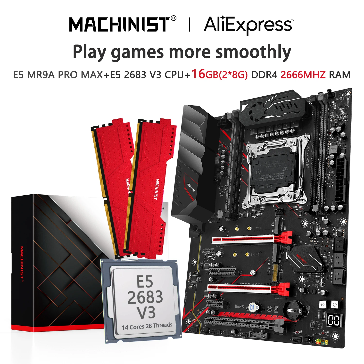 MACHINIST Conjunto de placa base MR9A PRO MAX X99, LGA 2011 3 Kit Xeon ...