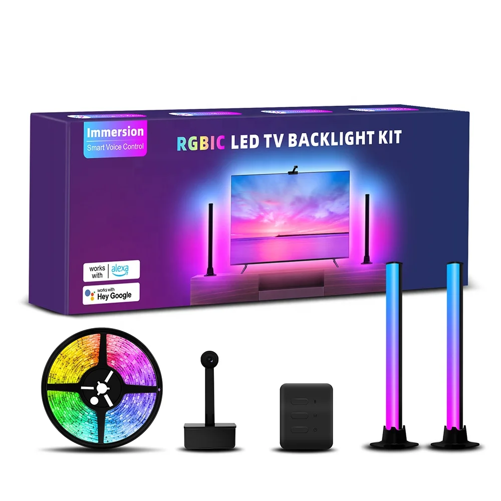 LED Wifi Smart TV Backlight Light RGBIC Music Light Bar With Camera ...