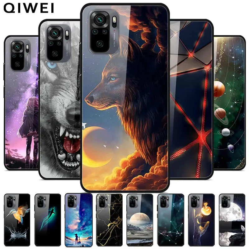 For-Xiaomi-Redmi-Note-10-Case-Tempered-Glass-Hard-Back-Cover-For-Redmi ...