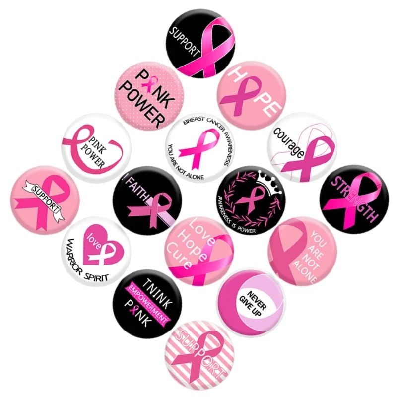 634C-16pcs-Breast-Cancers-Awareness-Badge-Ribbon-Brooch-Pin-Decorations ...