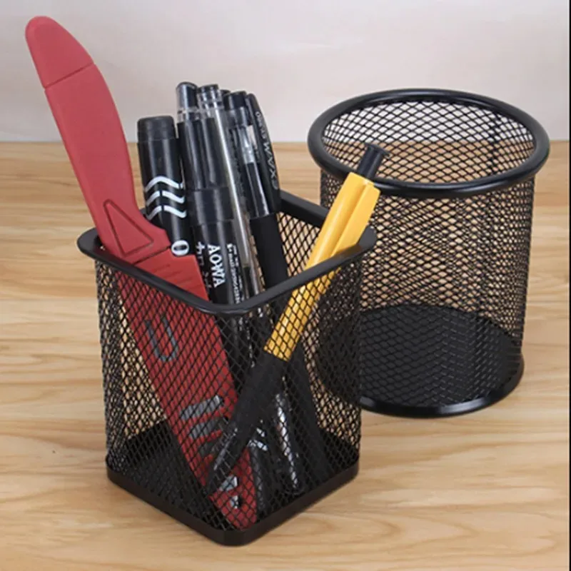 Pen-Holder-Office-Desk-Metal-Mesh-Pen-Stand-Pencil-Stationery-Organizer ...