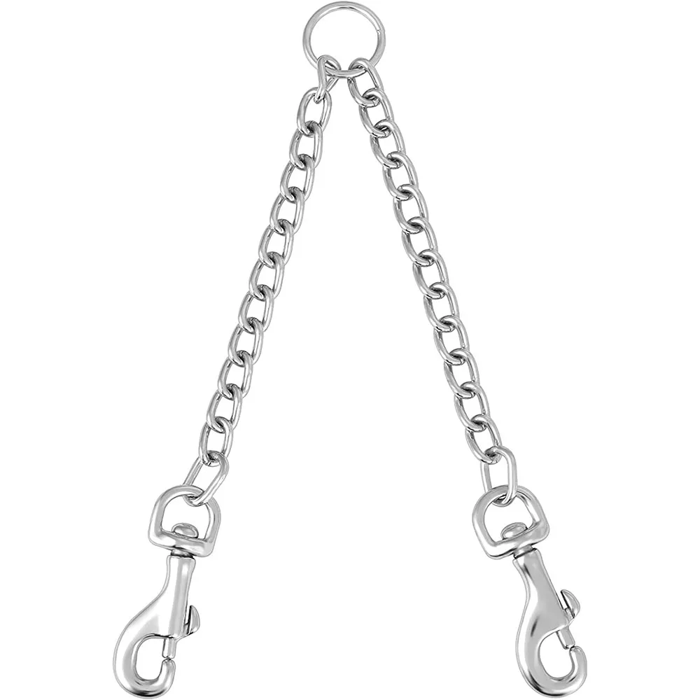 Metal-Double-Dog-Lead-Rope-Durable-Dog-Chain-Chew-Proof-Tangle-Free ...