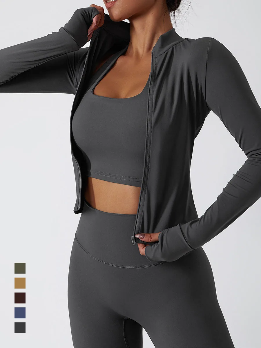 Yoga Set Women Gym Quick-drying Long-sleeved Coat Training Workout ...