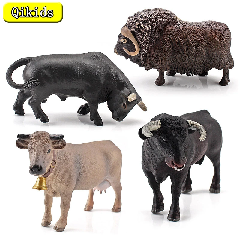 4 Models Simulation Cute Farm Animal Cow Cattle Bull Model Action ...