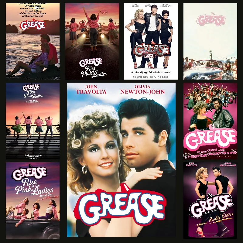 GREASE vintage Movie Poster Self-adhesive Art Waterproof Paper Sticker ...
