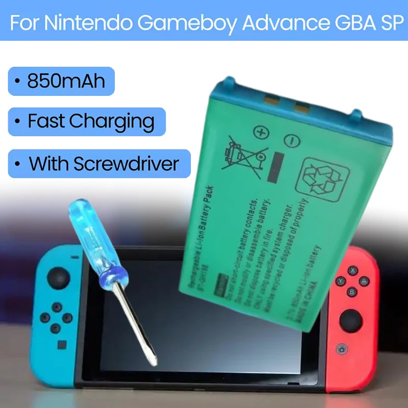 1-10pcs 3.7V 850mAh Rechargeable Li-ion Battery Pack for Nintendo GBA ...